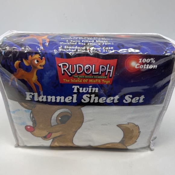 Holiday | Vtg New Twin Sheet Rudolph The Red Nose Reindeer Island Of ...